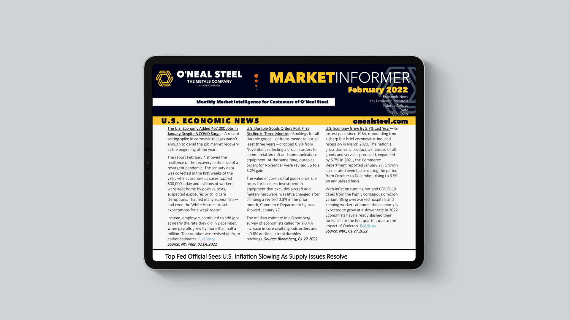 O'Neal Steel | February 2022 Market Informer